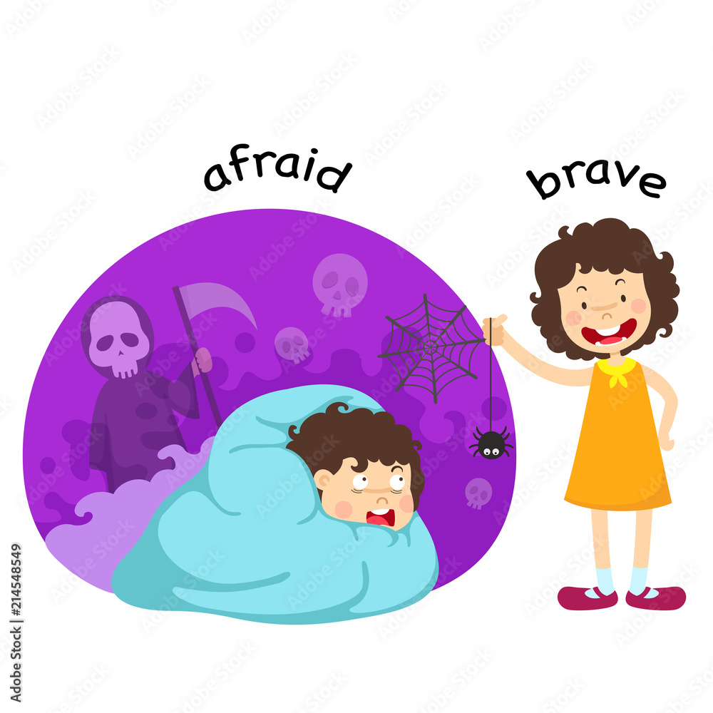 Opposite afraid and brave vector illustration Stock Vector | Adobe Stock