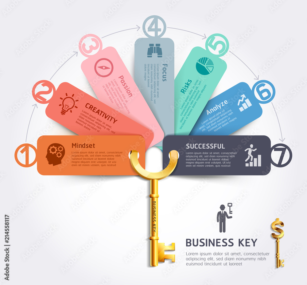 Business key concept infographics design template. Vector illustration ...