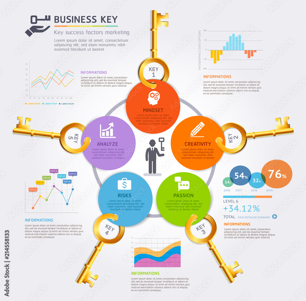 Business key concept infographics design template. Vector illustration ...