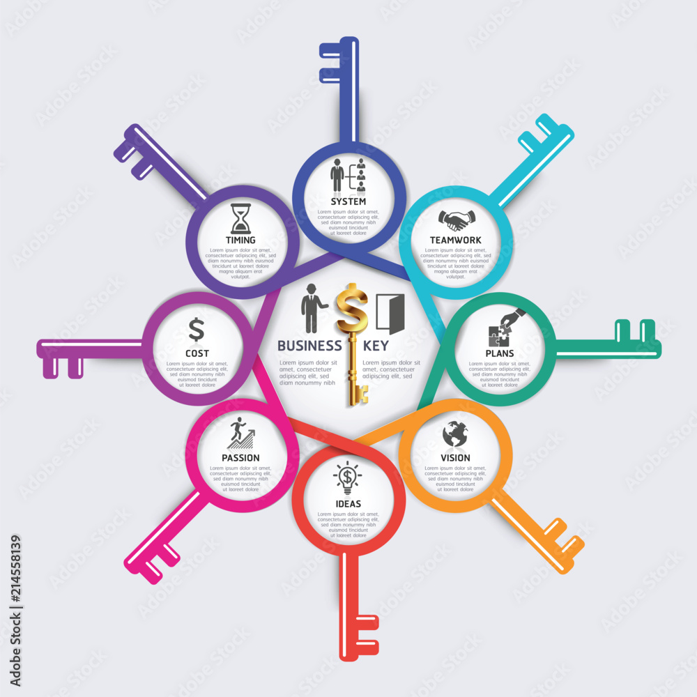Business key concept infographics design template. Vector illustration ...
