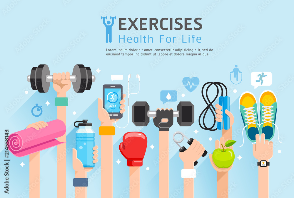 Exercises conceptual design. Set of Exercises hands. Vector ...