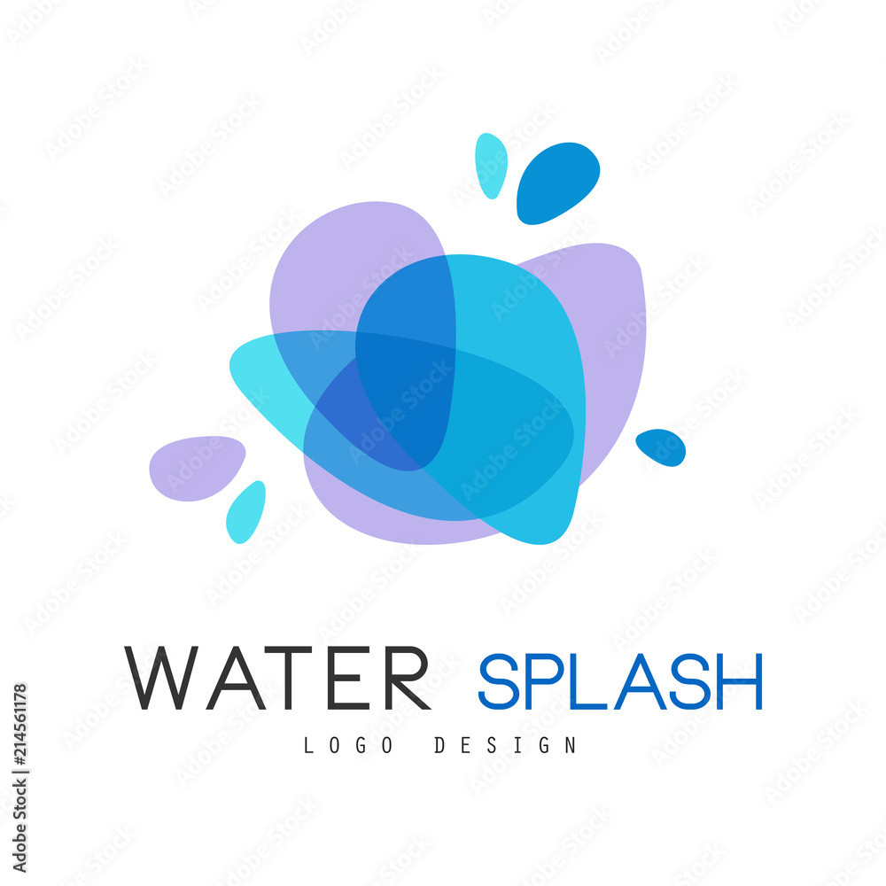 Water splash logo design, brand identity template with blue water ...
