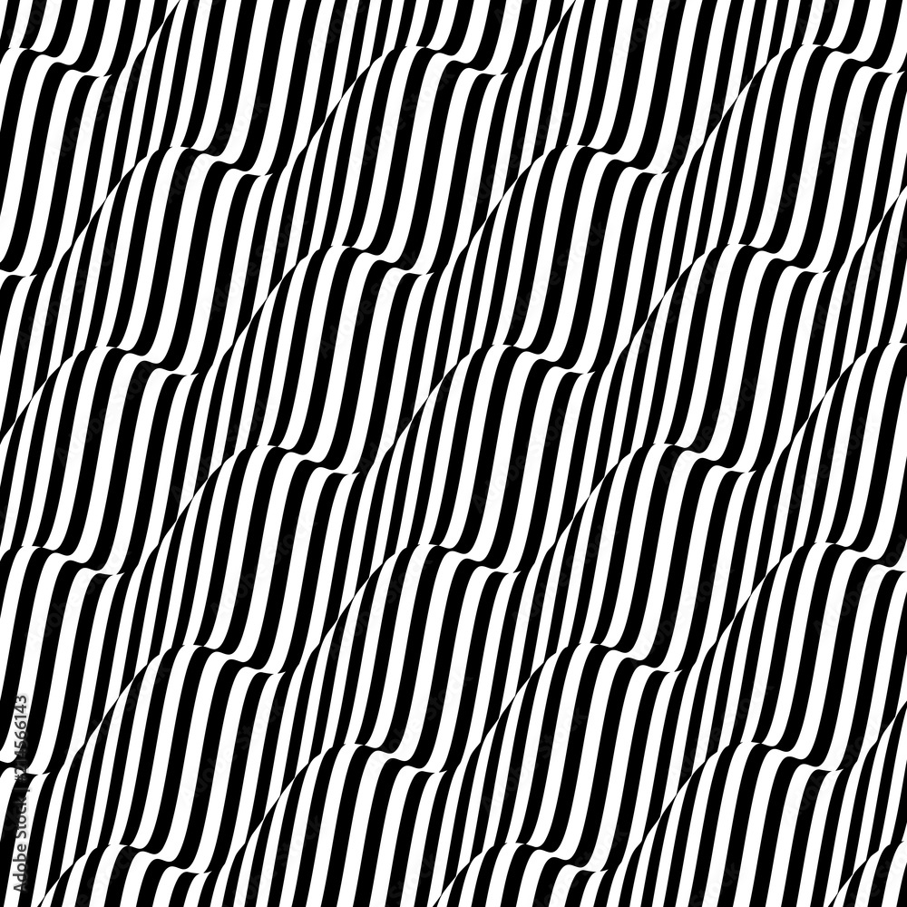 3D wavy background. Dynamic effect. Black and white design. Pattern ...