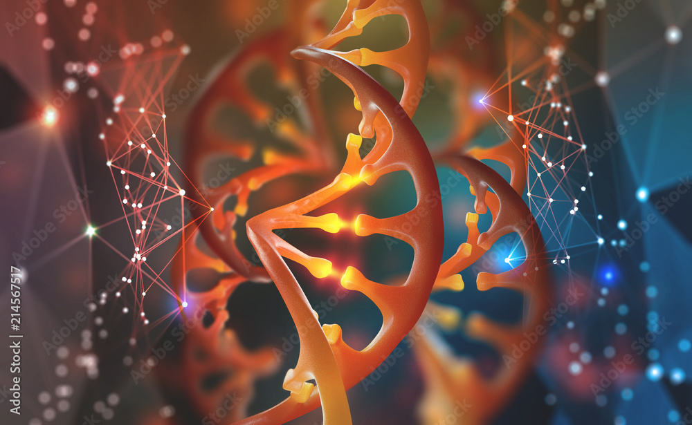 DNA. Research molecule. Scientific breakthrough in human genetics. 3D ...