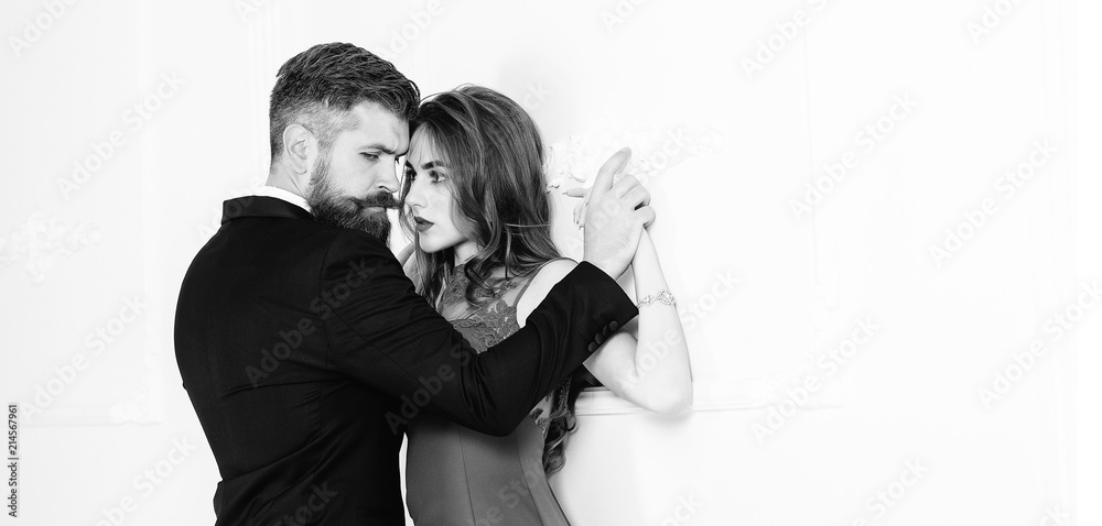 Woman dominates the man, sexy games, obeys man. Pretty young woman and ...