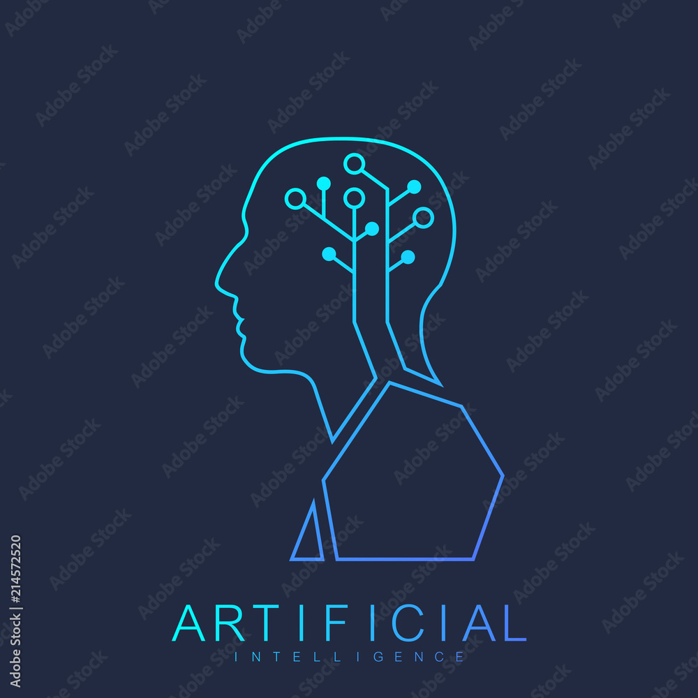 Artificial Intelligence Human Logo Machine Learning Concept. Vector ...