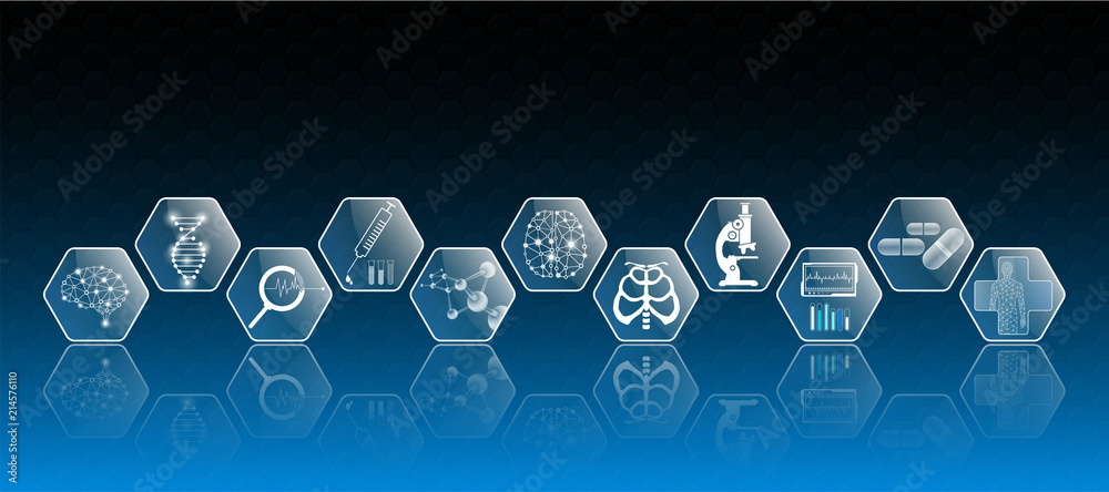 abstract background technology concept and icon in blue light,brain and ...