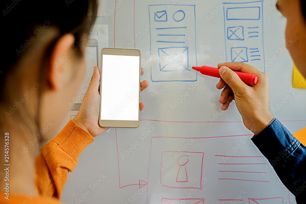 Designer drawing Web template layout development responsive branding ...