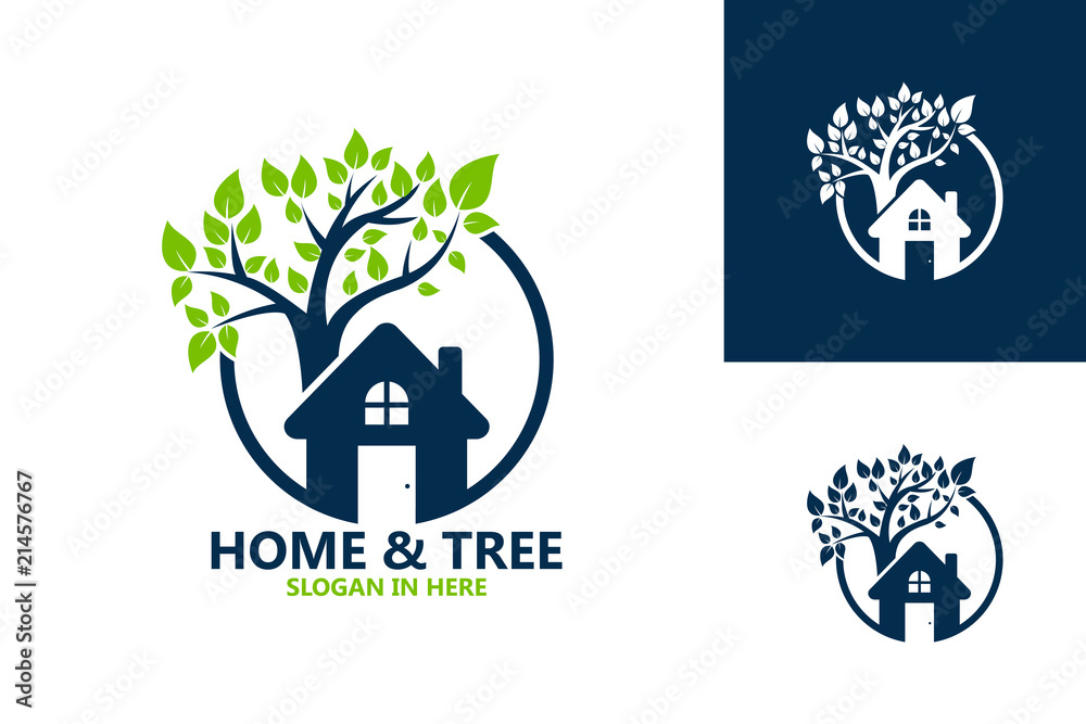Home And Tree Nature Logo Template Design Vector, Emblem, Design ...