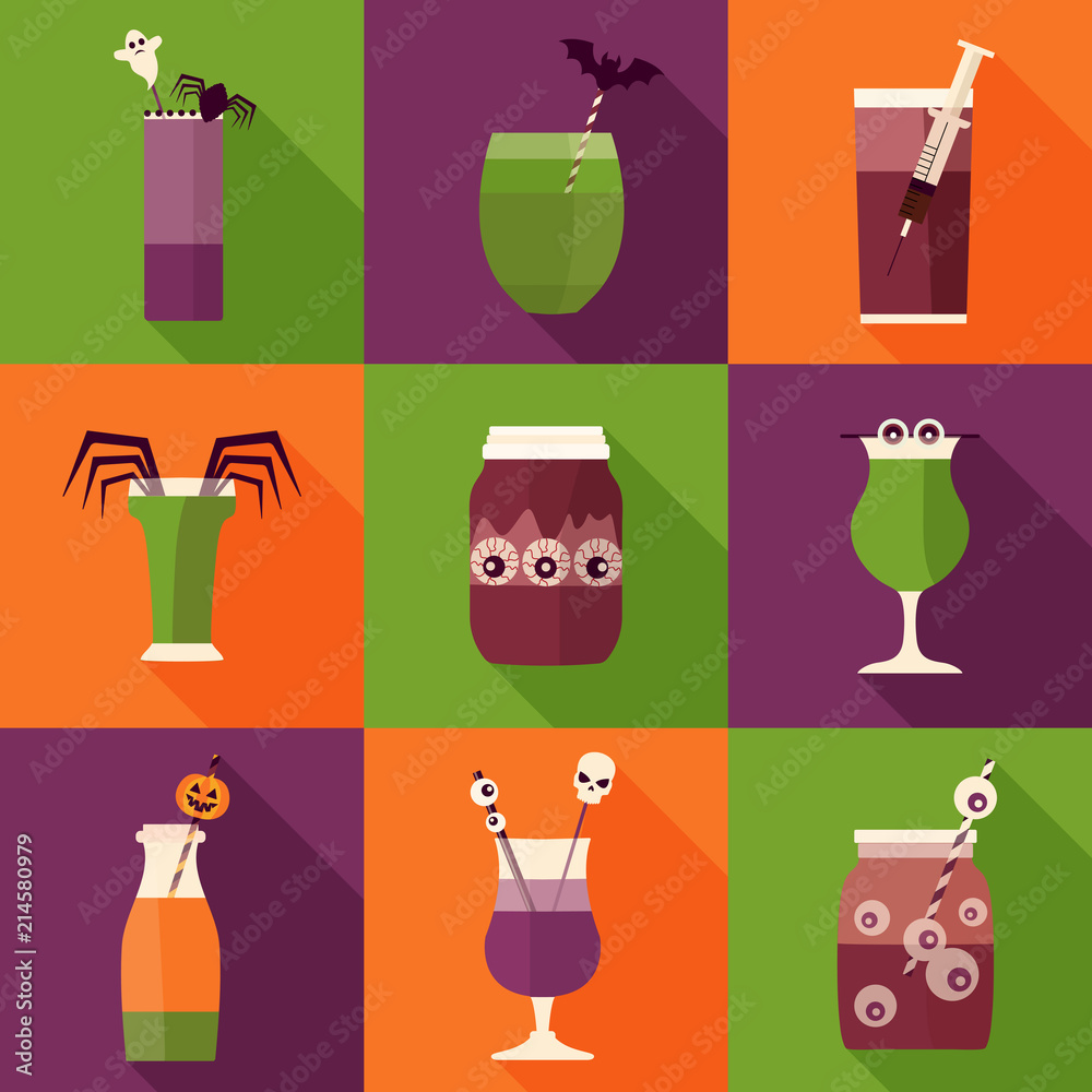 Halloween Party Cocktails and Drinks Stock Vector | Adobe Stock