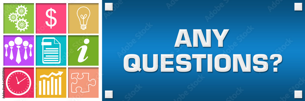 Any Questions Colorful Business Grid Blue Right Stock Illustration ...