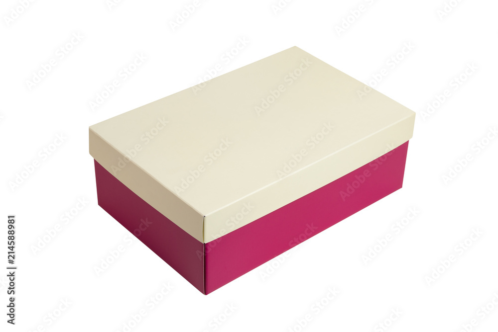 Pink shoes box with beige lid for shoe or sneaker product packaging ...