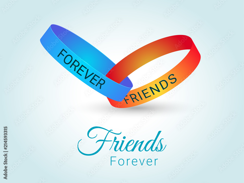 Vector illustration of friends forever band on shiny blue background ...