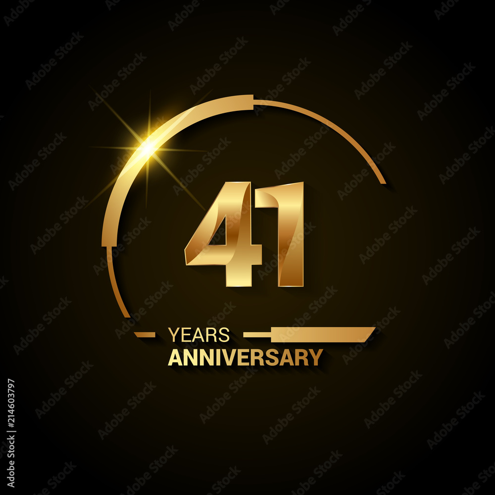 41 Years Anniversary Celebration Logotype. Golden Elegant Vector ...