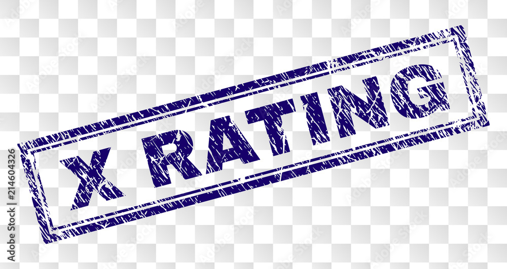 X RATING stamp seal print with rubber print style and double framed ...