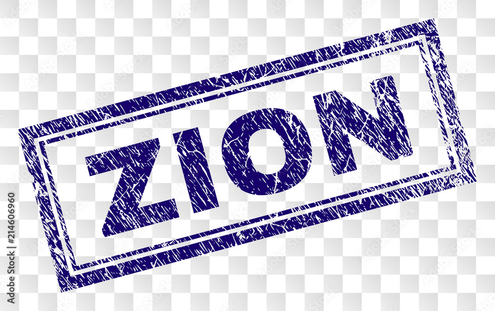 ZION stamp seal imprint with rubber print style and double framed ...