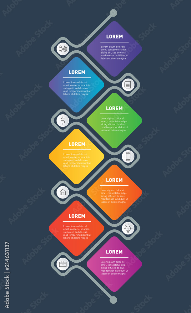 7 Steps Vertical Infographic Template or Business presentation Concept ...