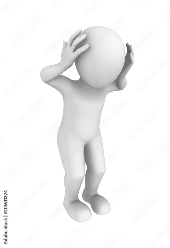 Sad 3d man. Stress concept. 3d rendered illustration with small people ...