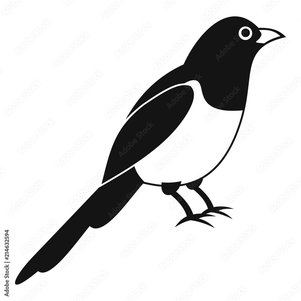 Magpie bird icon. Simple illustration of magpie bird vector icon for ...
