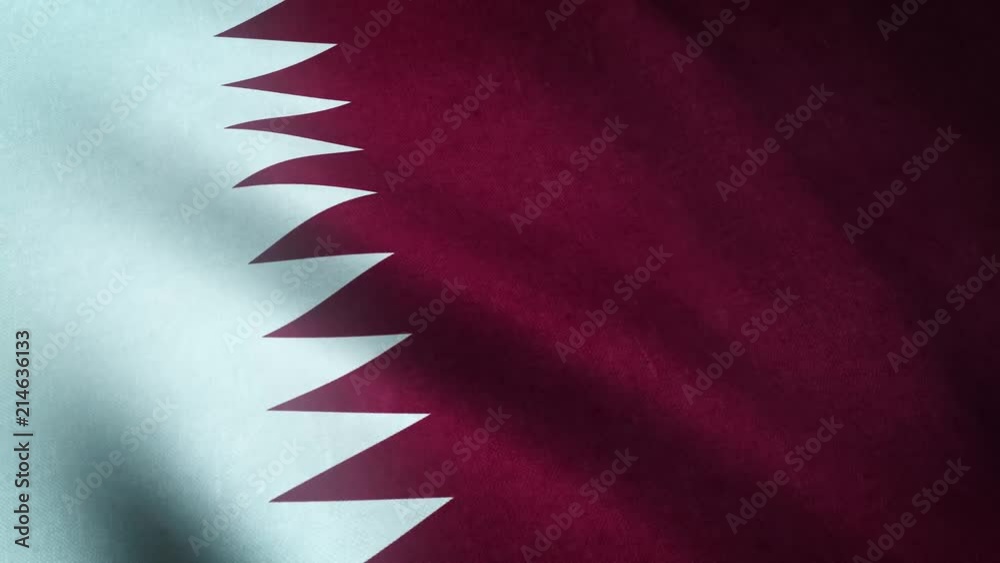 Realistic flag of Qatar waving with highly detailed fabric texture. 素材庫 ...