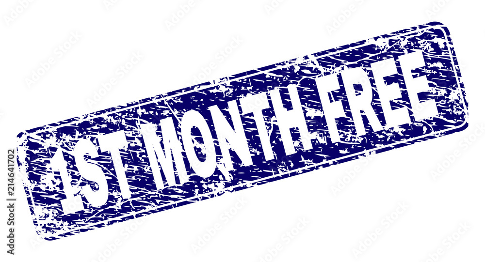 1ST MONTH FREE stamp seal print with grunge texture. Seal shape is a ...