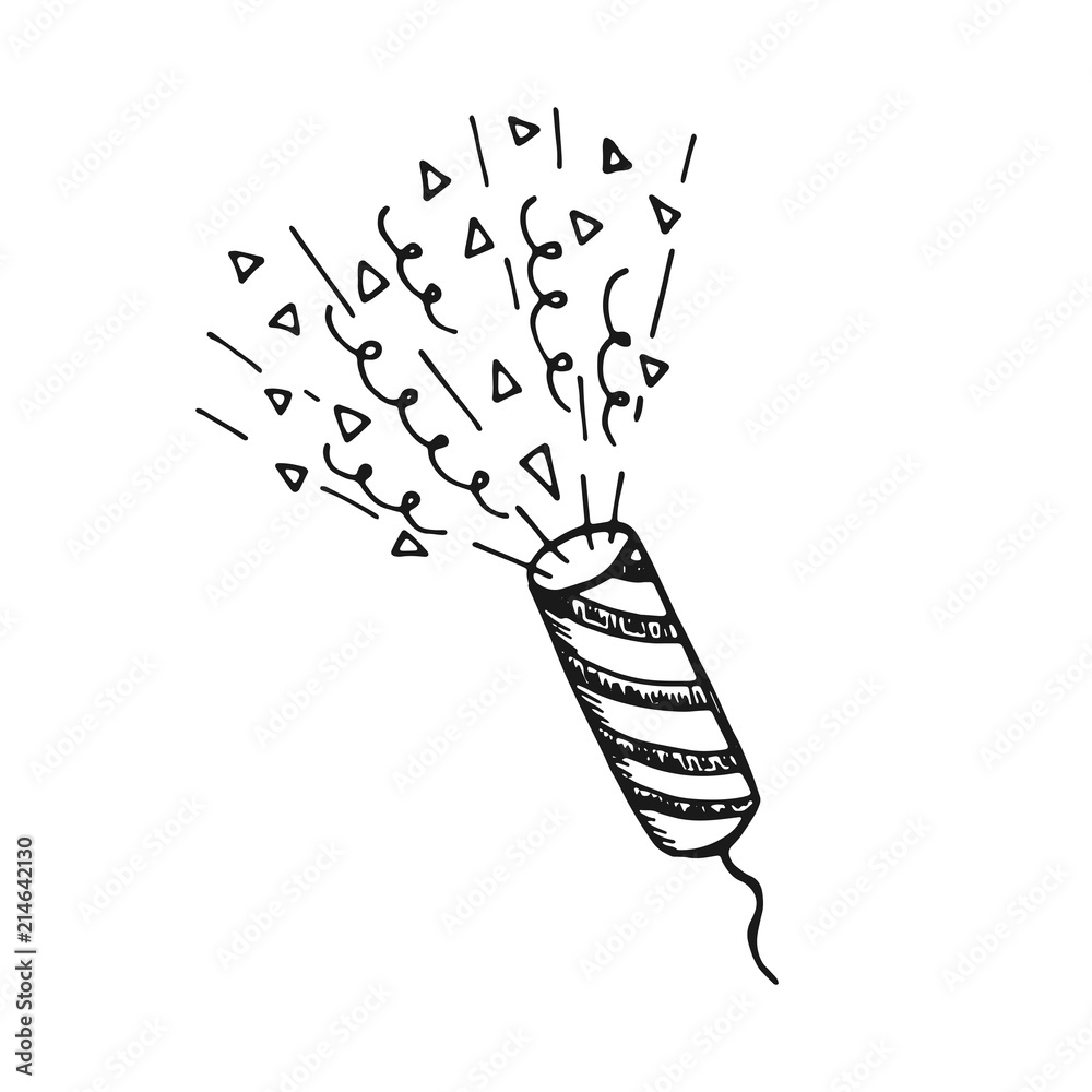 flapper festive with confetti hand drawing vector. isolated object ...