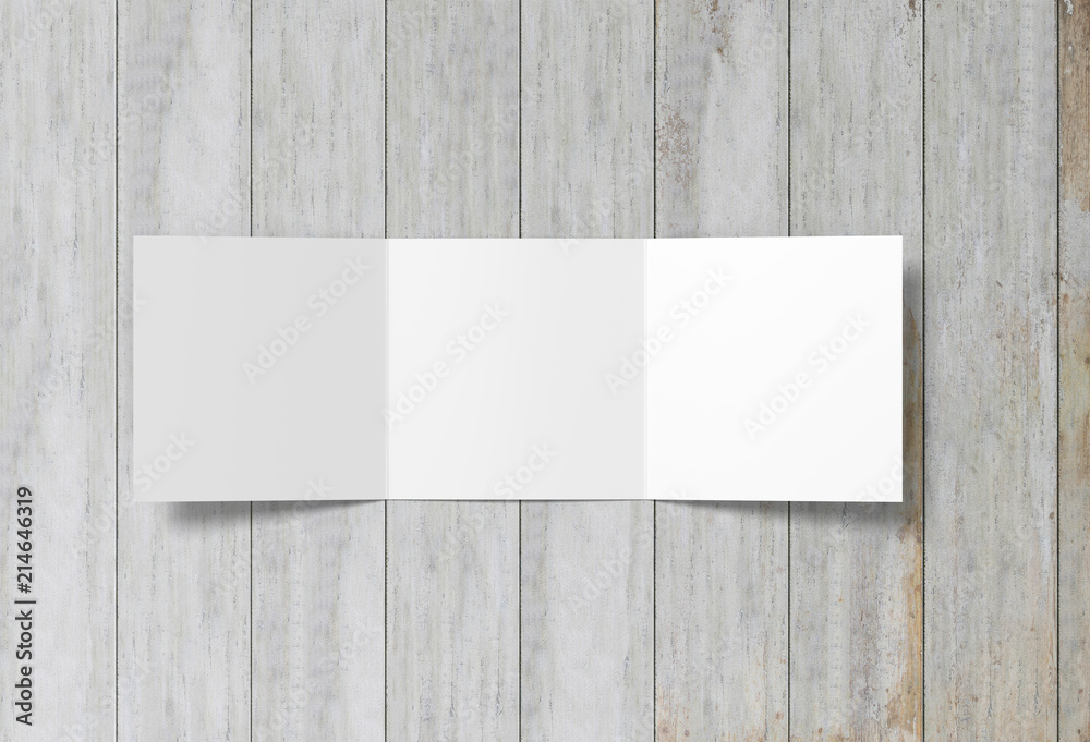 Tri-fold brochure mock-up. Blank brochure white template paper on ...