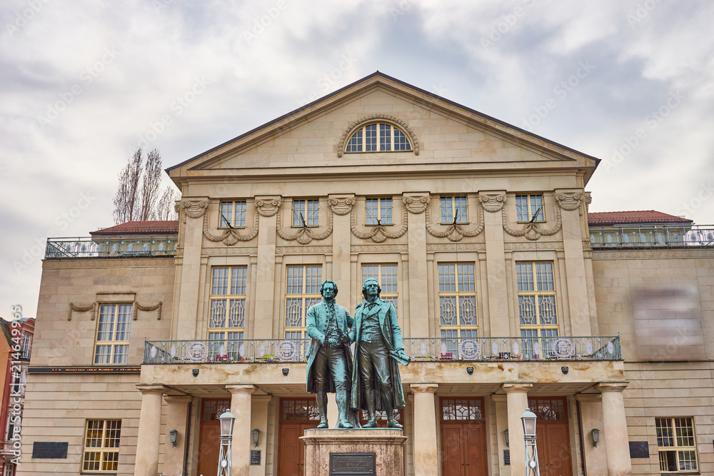 Famous sculpture of Goethe and Schiller in the city of Weimar in ...