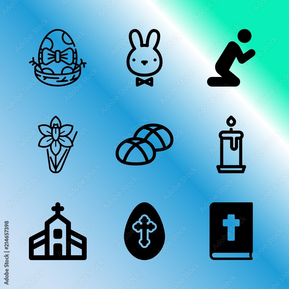 Vector icon set about easter with 9 icons related to poster, spirit ...
