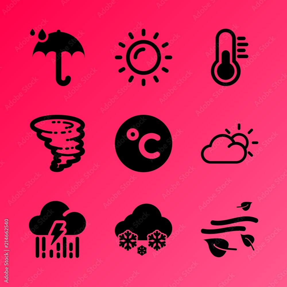 Vector icon set about weather with 9 icons related to mercury, tornado ...