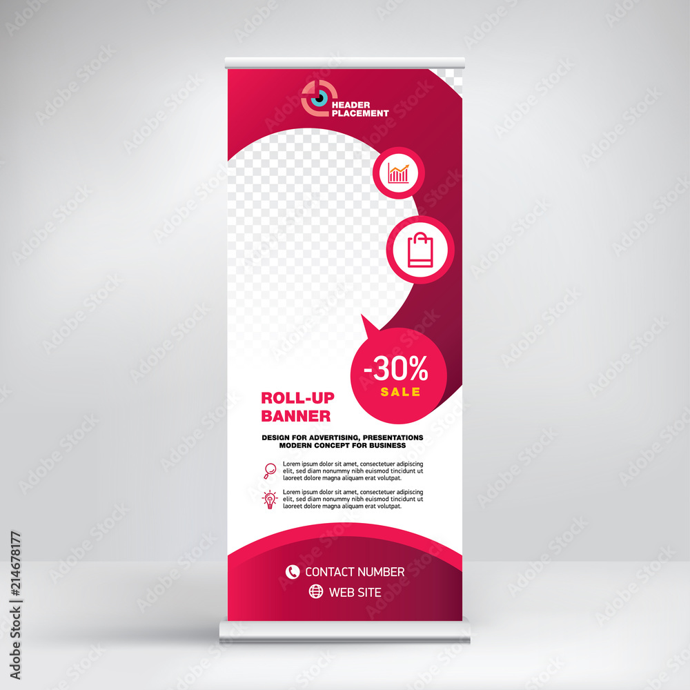 Roll-up design, modern graphic style, banner for advertising goods and ...