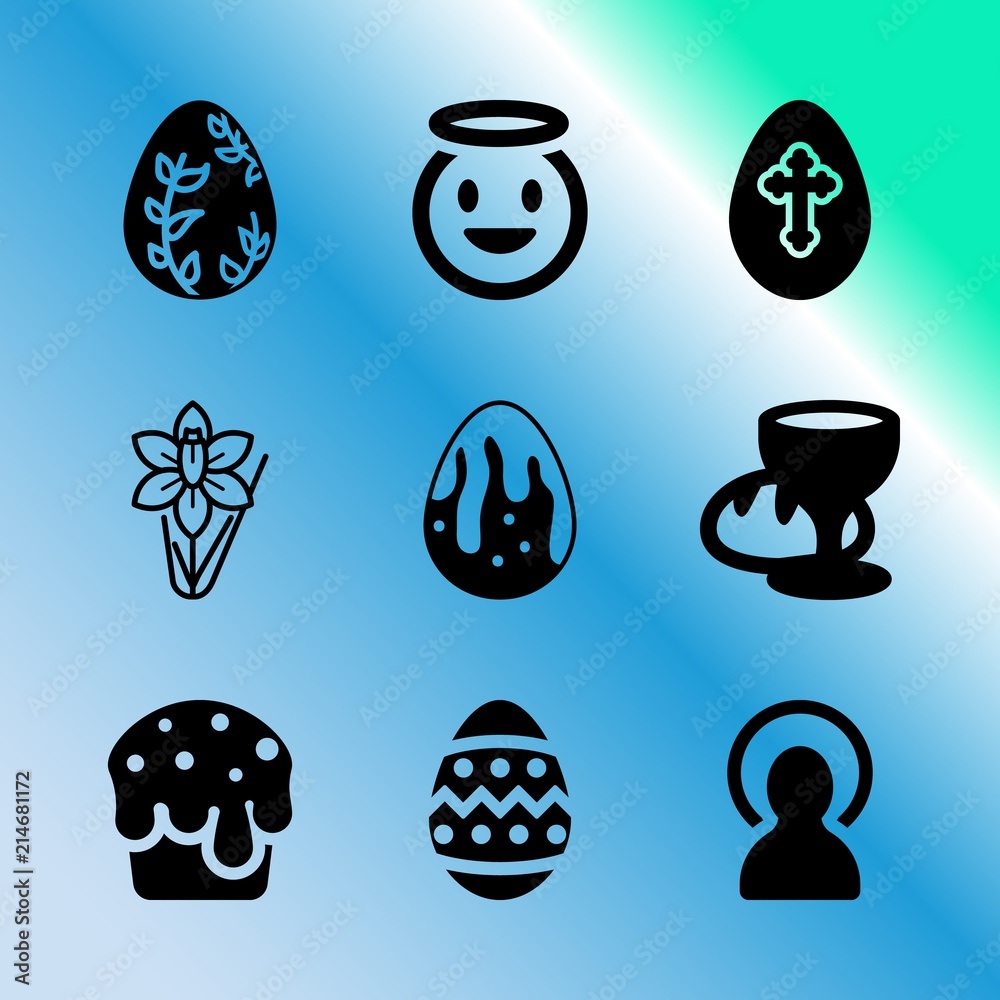 Vector icon set about easter with 9 icons related to loaf, drawing ...