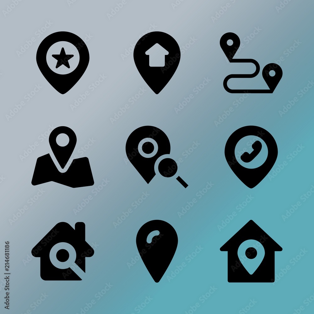 Vector Icon Set About Location With 9 Icons Related To Red Housing Town Vector Application