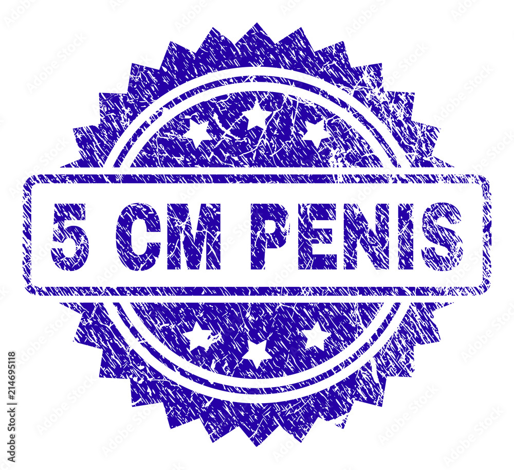5 Cm Penis Stamp Imprint With Corroded Style Blue Vector Rubber Seal