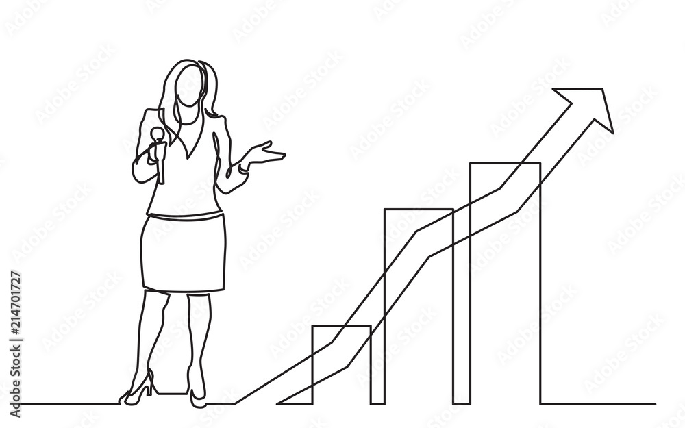 continuous line drawing of business presentation - business coach ...