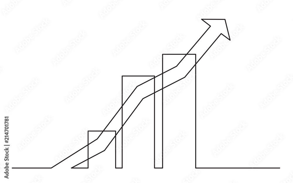 continuous line drawing of business increasing graph Stock Vector ...