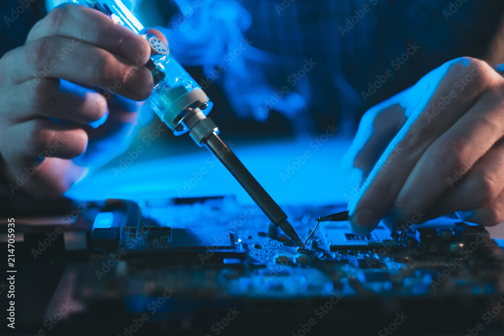 computer hardware engineering. technology science concept. developer ...