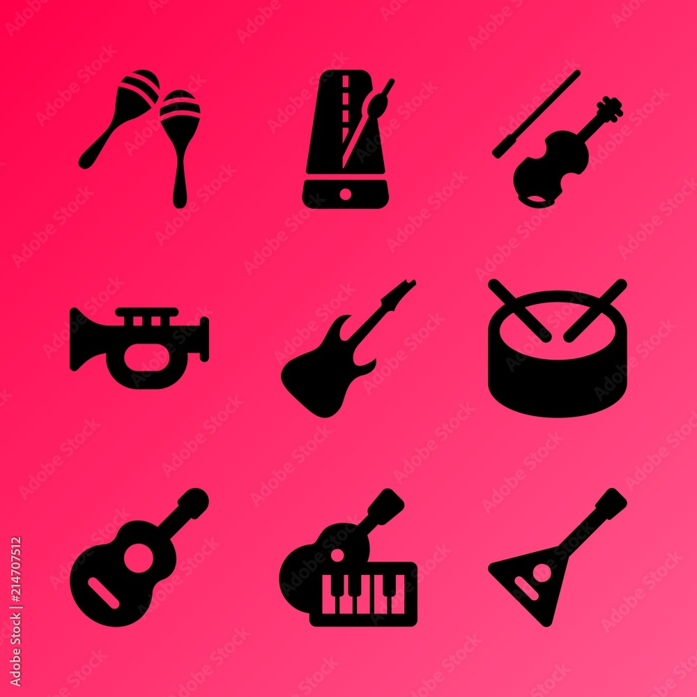 Vector icon set about music instruments with 9 icons related to ...