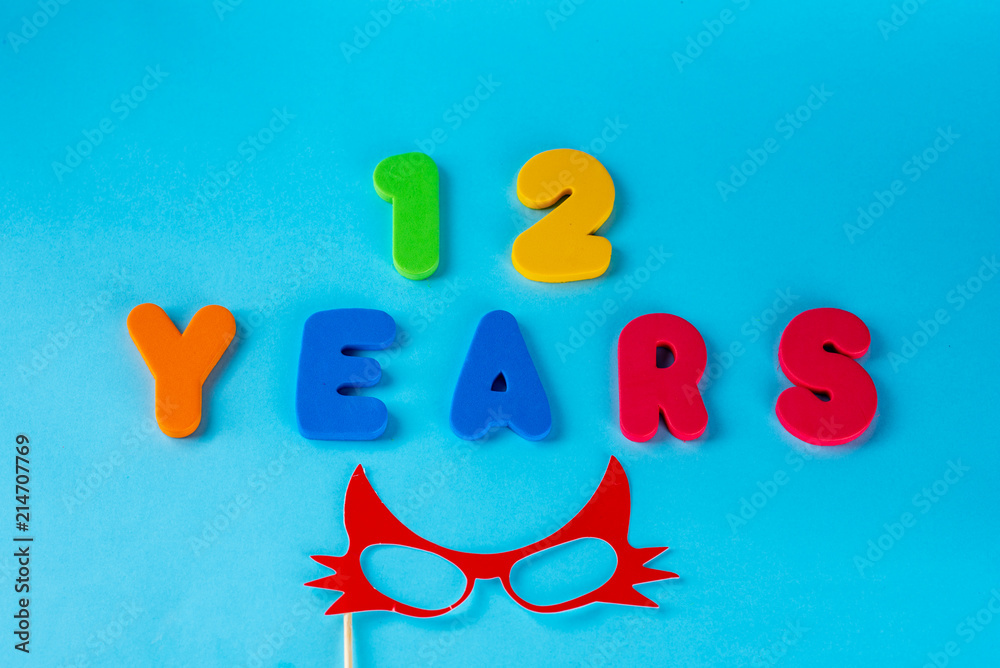 12 years old celebrating classic logo. Colored happy anniversary 12 th ...