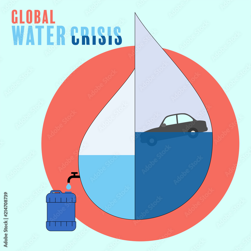 Water drop shape separated into 2 parts to represent we are facing ...