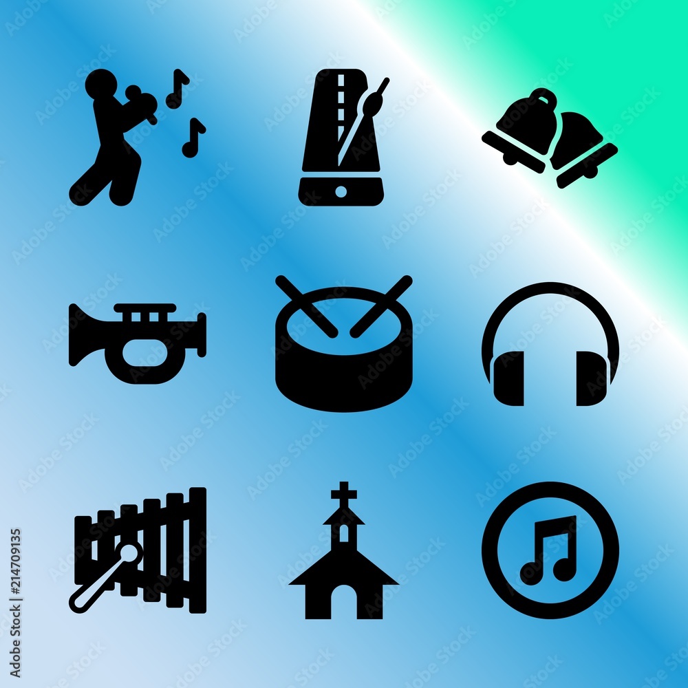 Vector icon set about music with 9 icons related to musician, web ...
