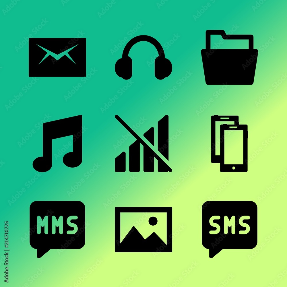 Vector icon set about mobile device with 9 icons related to smart ...