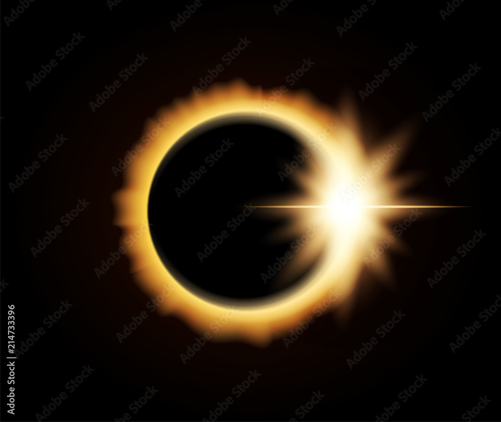Vector illustration: Realistic Solar Eclipse on dark space background ...