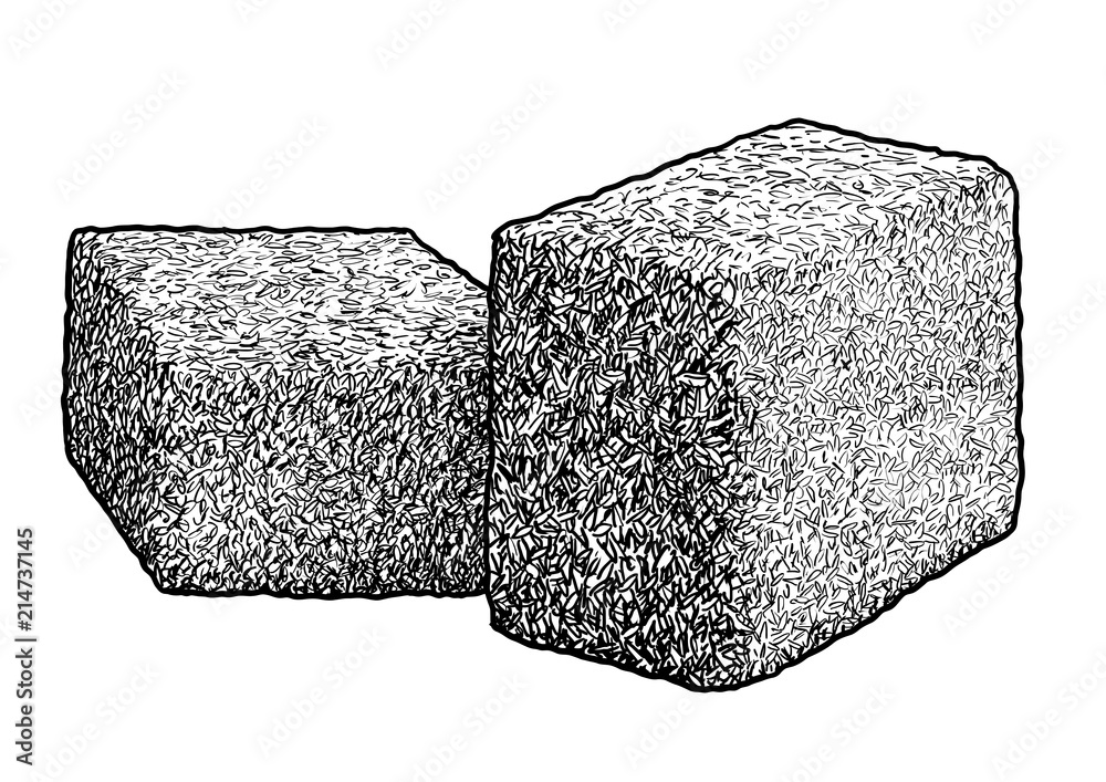 Australian lamington cake illustration, drawing, engraving, ink, line ...