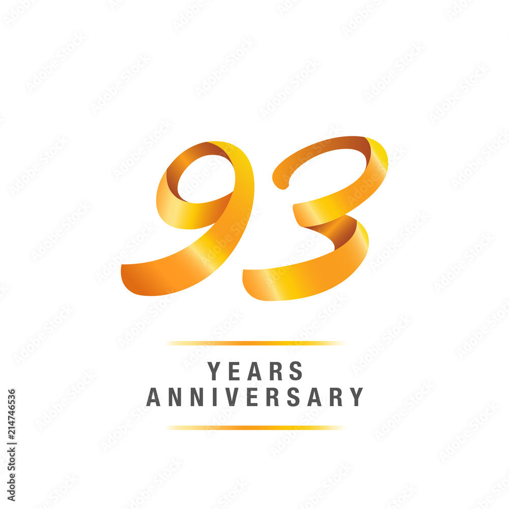 93 years golden anniversary celebration logo , isolated on white ...