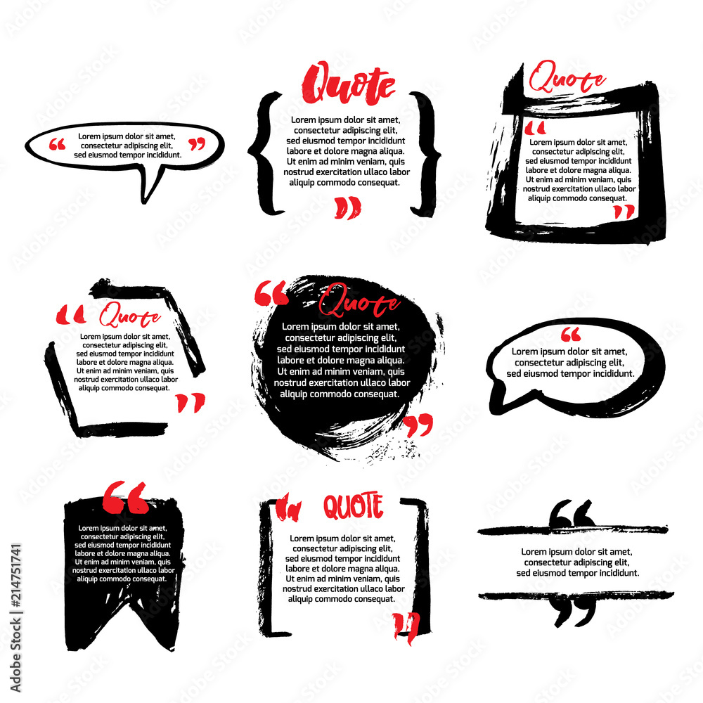 Quote blanks with text bubble with Commas. Vector Set of templates for ...