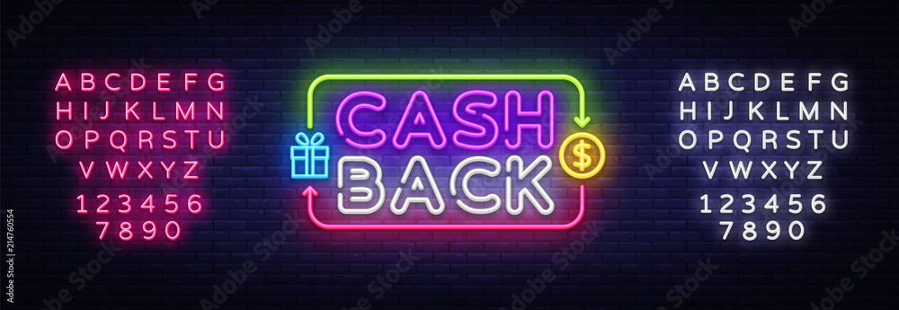 Cash Back sign vector design template. Cash Back symbols neon logo ...