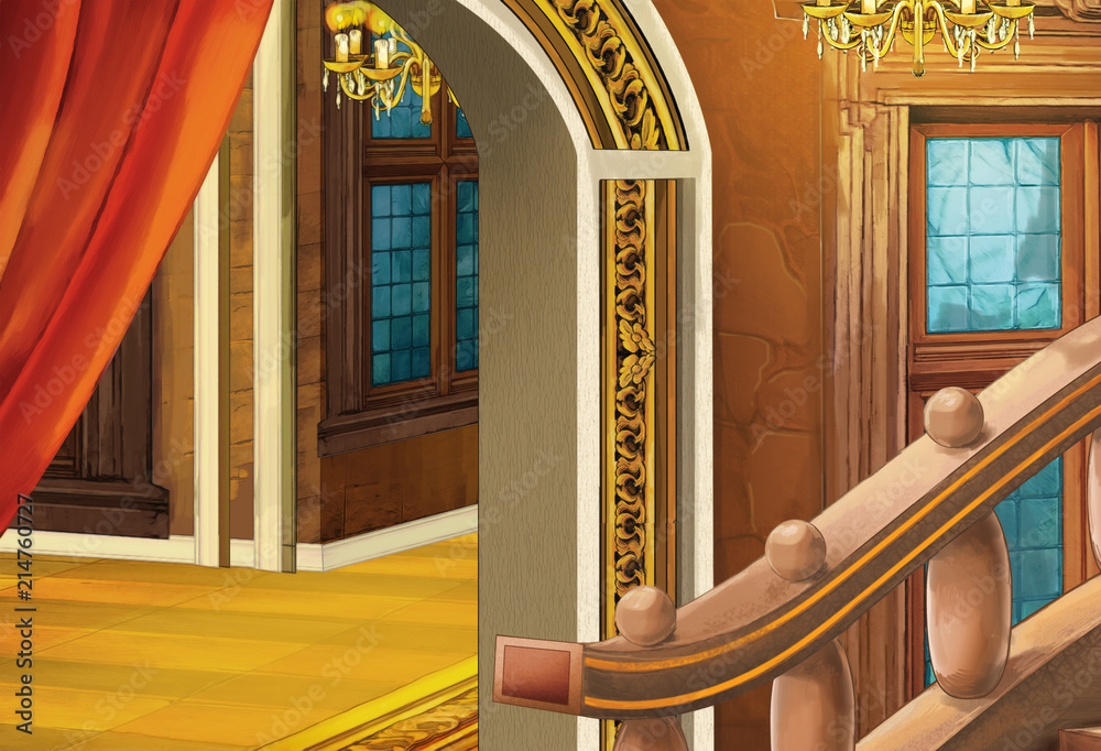 cartoon scene with medieval castle room - interior for different usage ...