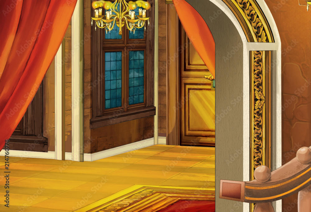 cartoon scene with medieval castle room - interior for different usage ...