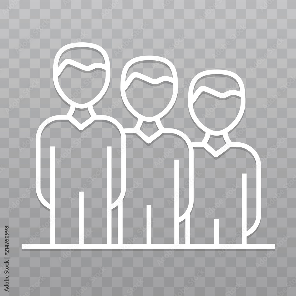 Thin line Business people team icon. Teamwork icon on transparent ...